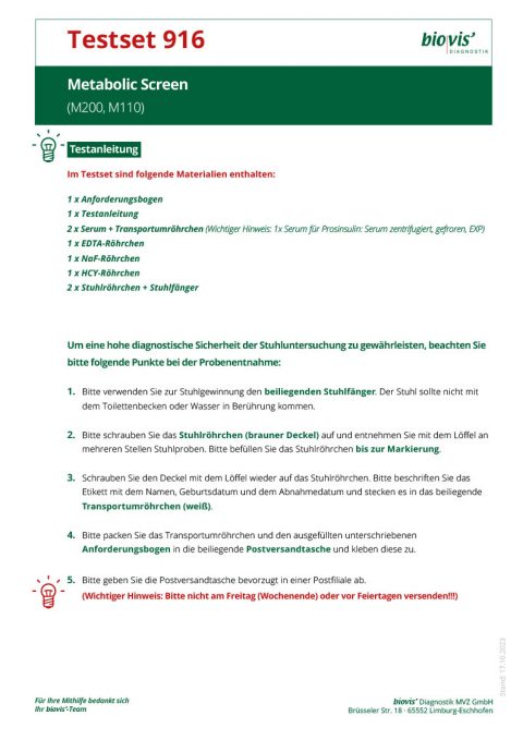 Testanleitungen | Biovis Diagnostik MVZ GmbH